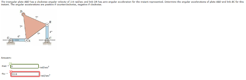Solved The triangular plate ABD has a clockwise angular | Chegg.com