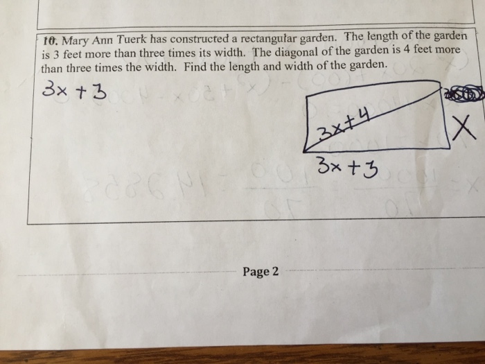 Solved Mary Ann Tuerk has constructed a rectangular garden. | Chegg.com