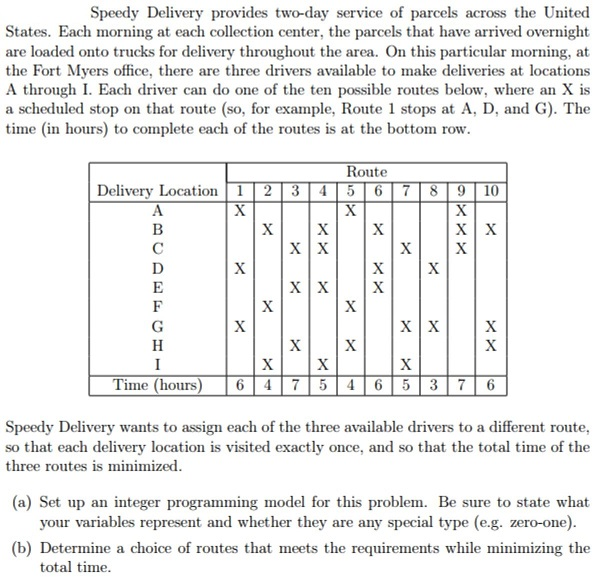 Solved Speedy Delivery provides two-day service of parcels | Chegg.com