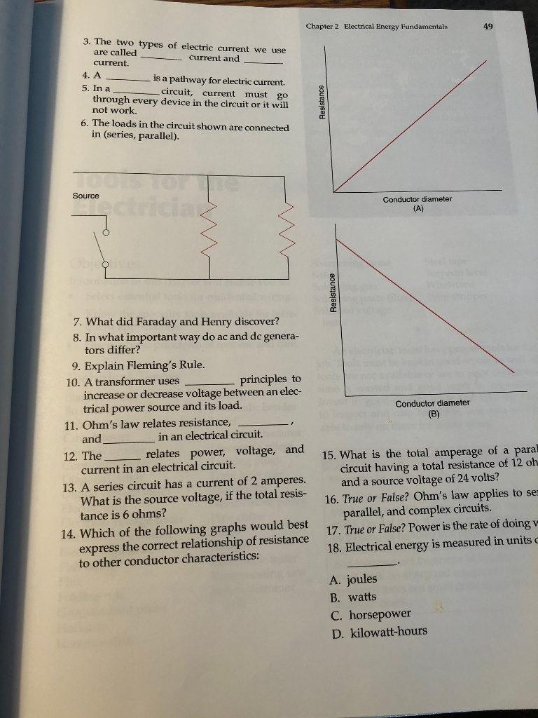 Solved Chapter 2 Electrical Energy Fundamentals 49 3. The | Chegg.com