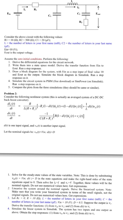 Solved Consider the above circuit with the following value: | Chegg.com