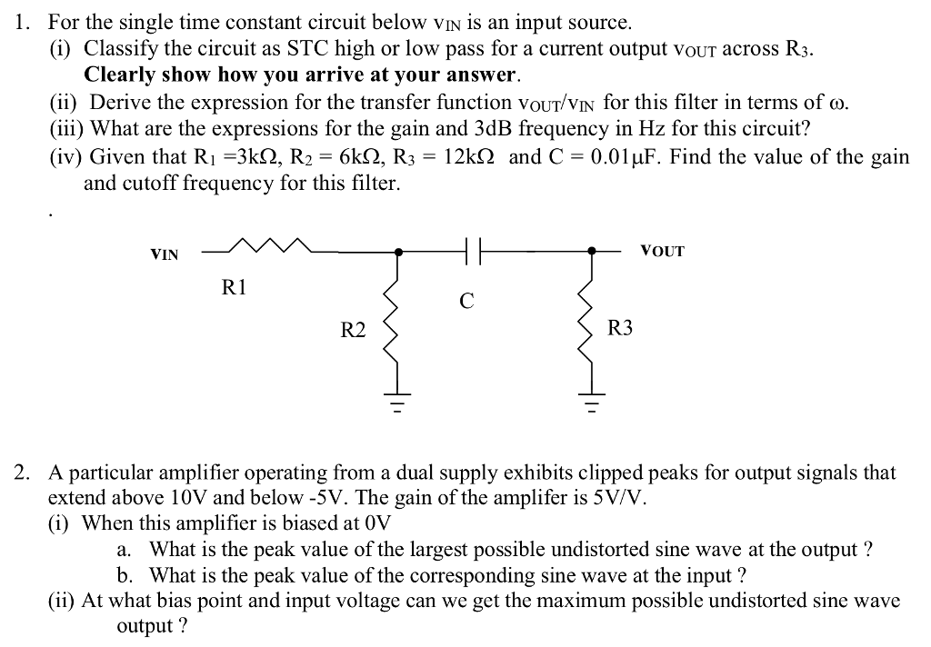 Solved For the single time constant circuit below v_IN is an | Chegg.com