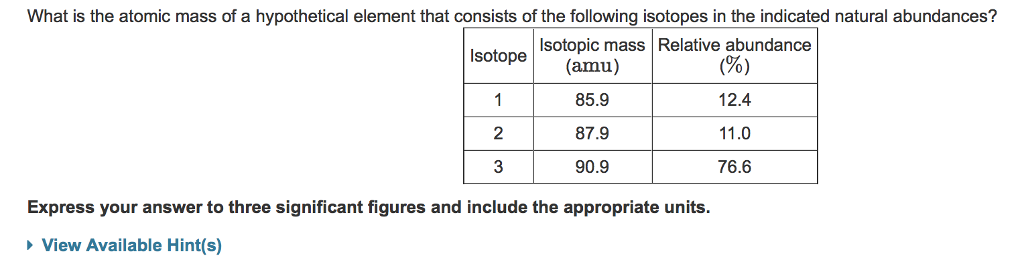 Solved What is the atomic mass of a hypothetical element | Chegg.com
