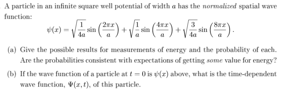 Solved A particle in an infinite square well potential of | Chegg.com