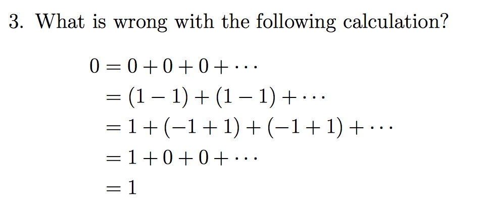 Solved What is wrong with the following calculation? 0 = 0 + | Chegg.com