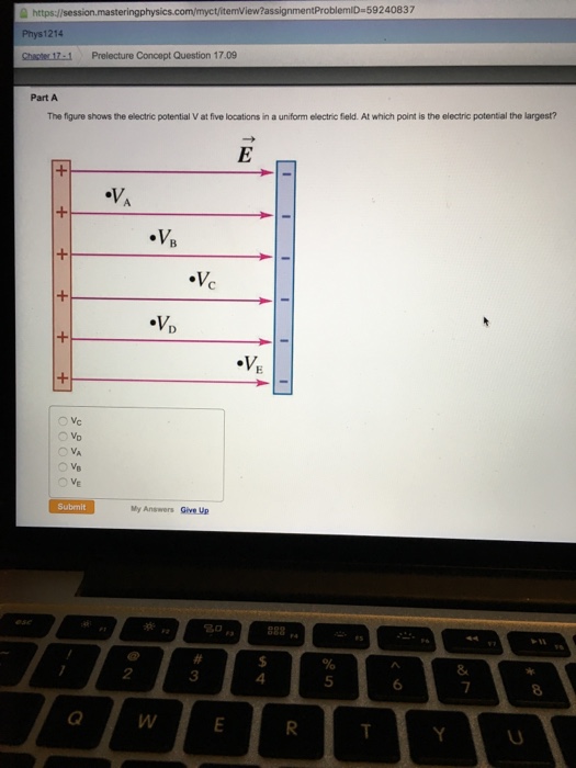 Solved The figure shows the electric potential V at five | Chegg.com Solved The figure shows the electric potential V at five | Chegg.com