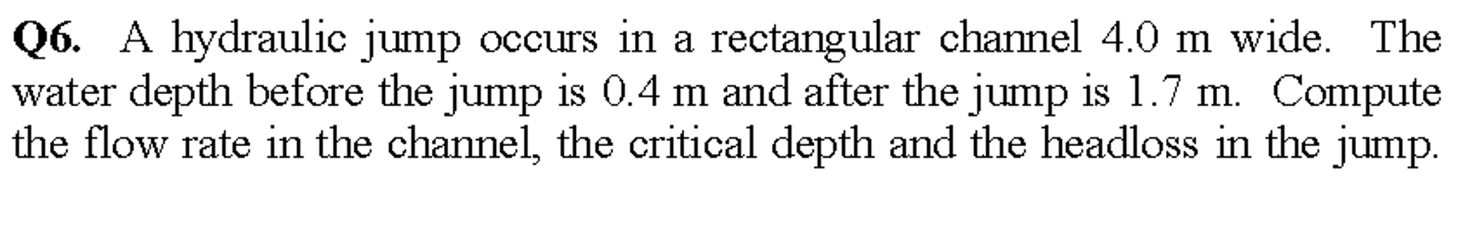 Solved A hydraulic jump occurs in a rectangular channel 4.0 | Chegg.com