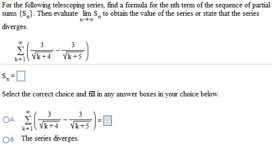 Solved For the following telescoping series, find a formula | Chegg.com
