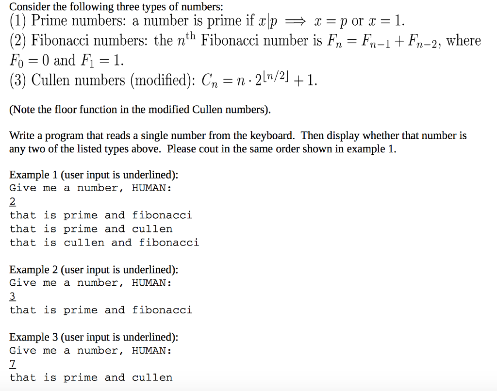 Solved Consider the following three types of numbers: Prime | Chegg.com