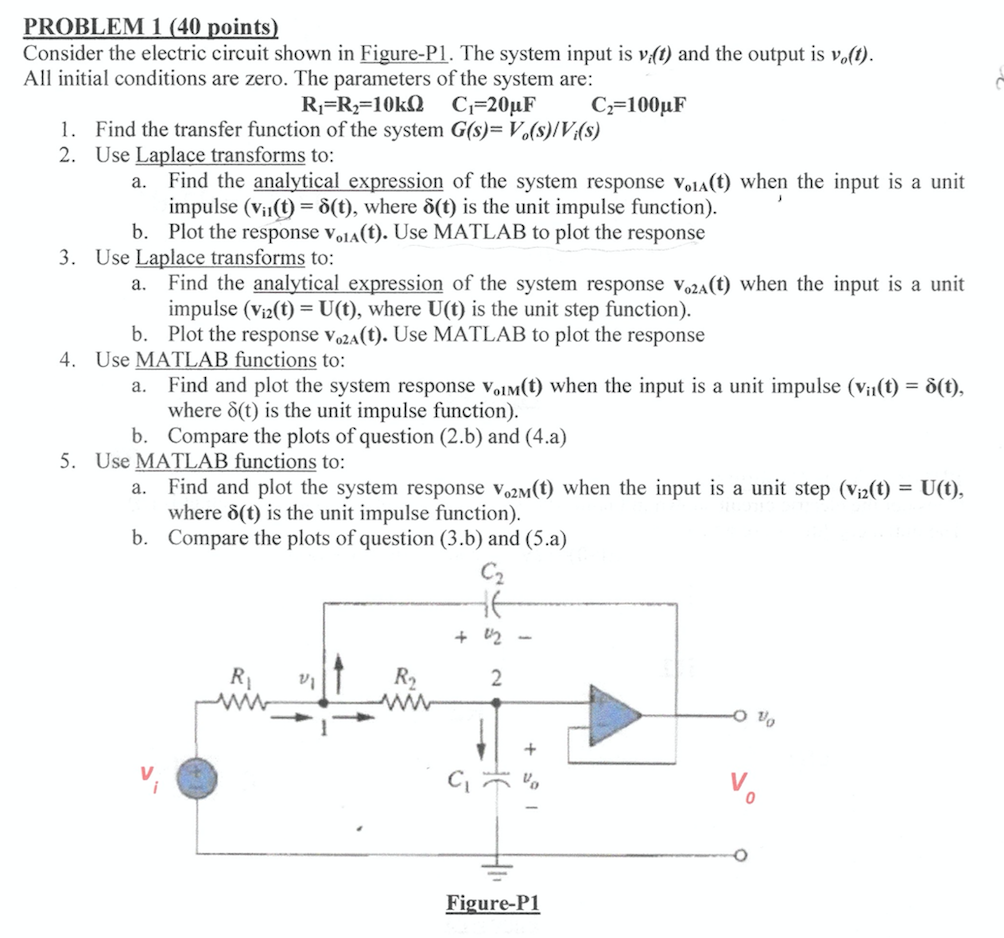 Solved Consider the electric circuit shown in Figure-Pl. The | Chegg.com