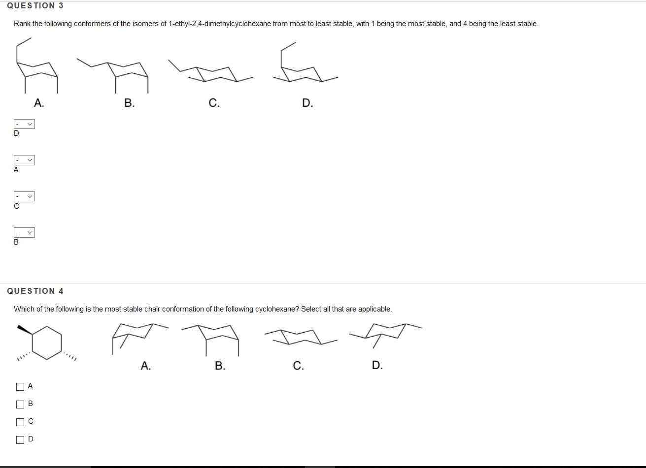 Solved Rank the following conformers of the isomers of | Chegg.com