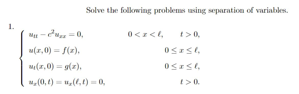 Solved Solve the following problems using separation of | Chegg.com
