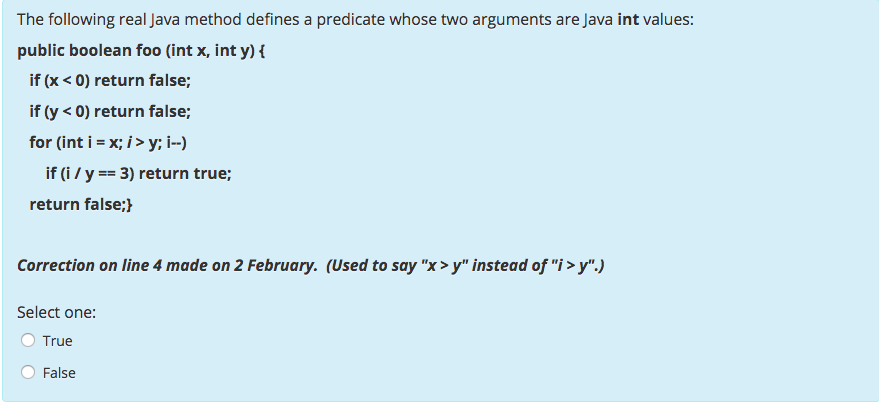 Solved The following real Java method defines a predicate | Chegg.com