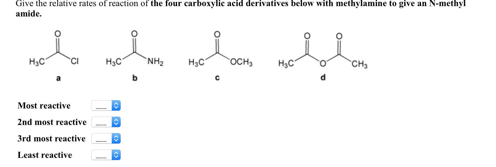 Solved Give the relative rates of reaction of the four | Chegg.com