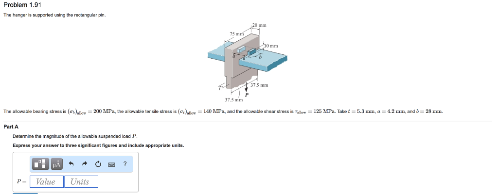 Solved The hanger is supported using the rectangular pin. | Chegg.com