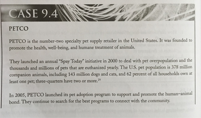 Solved CASE 9.4 PETCO PETCO is the number-two specialty pet | Chegg.com
