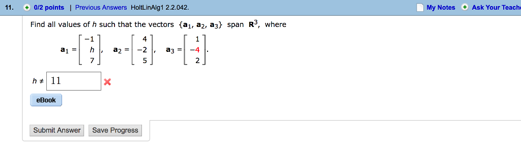 Solved Find all values of h such that the vectors {a_1, a_2, | Chegg.com