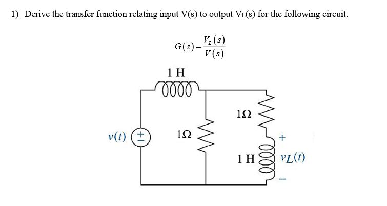 Solved Derive the transfer function relating input V(s) to | Chegg.com