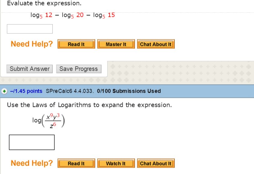 Solved Evaluate the expression. Log5 12 - log 5 20 -log5 15 | Chegg.com