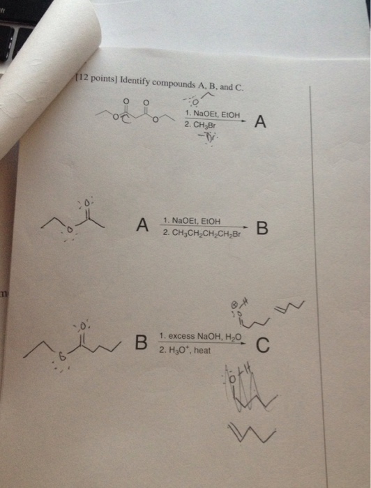 Solved f12 points] Identify compounds A. B, and C. 1. NaOEt, | Chegg.com