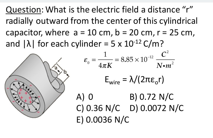 Solved Question: What is the electric field a distance "r" | Chegg.com