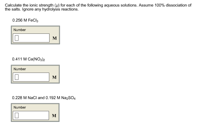 Solved Calculate the ionic strength (mu) for each of the | Chegg.com