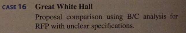Solved CASE 16 Great White Hall Proposal comparison using | Chegg.com
