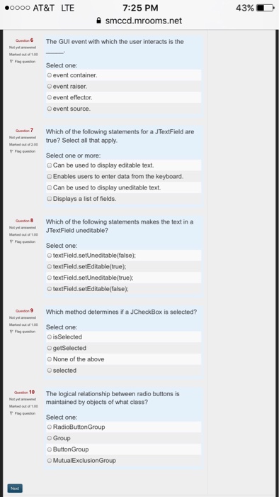 Solved The Gui Event With Which The User Interacts Is The 
