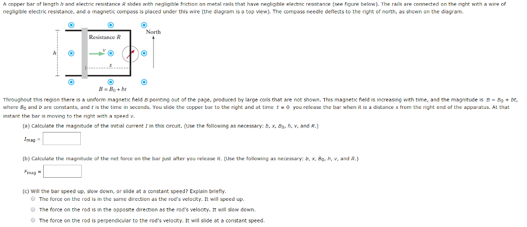 Solved A copper bar of length h and electric resistance R | Chegg.com