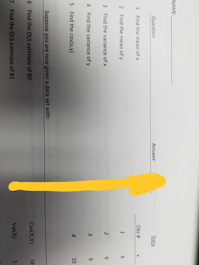 Solved Suppose you are now given a data set with 6 Find the | Chegg.com