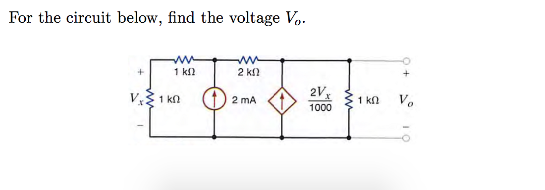 Solved: For The Circuit Below, Find The Voltage V_o. | Chegg.com