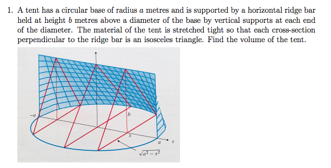 Solved 1. A tent has a circular base of radius a metres and | Chegg.com