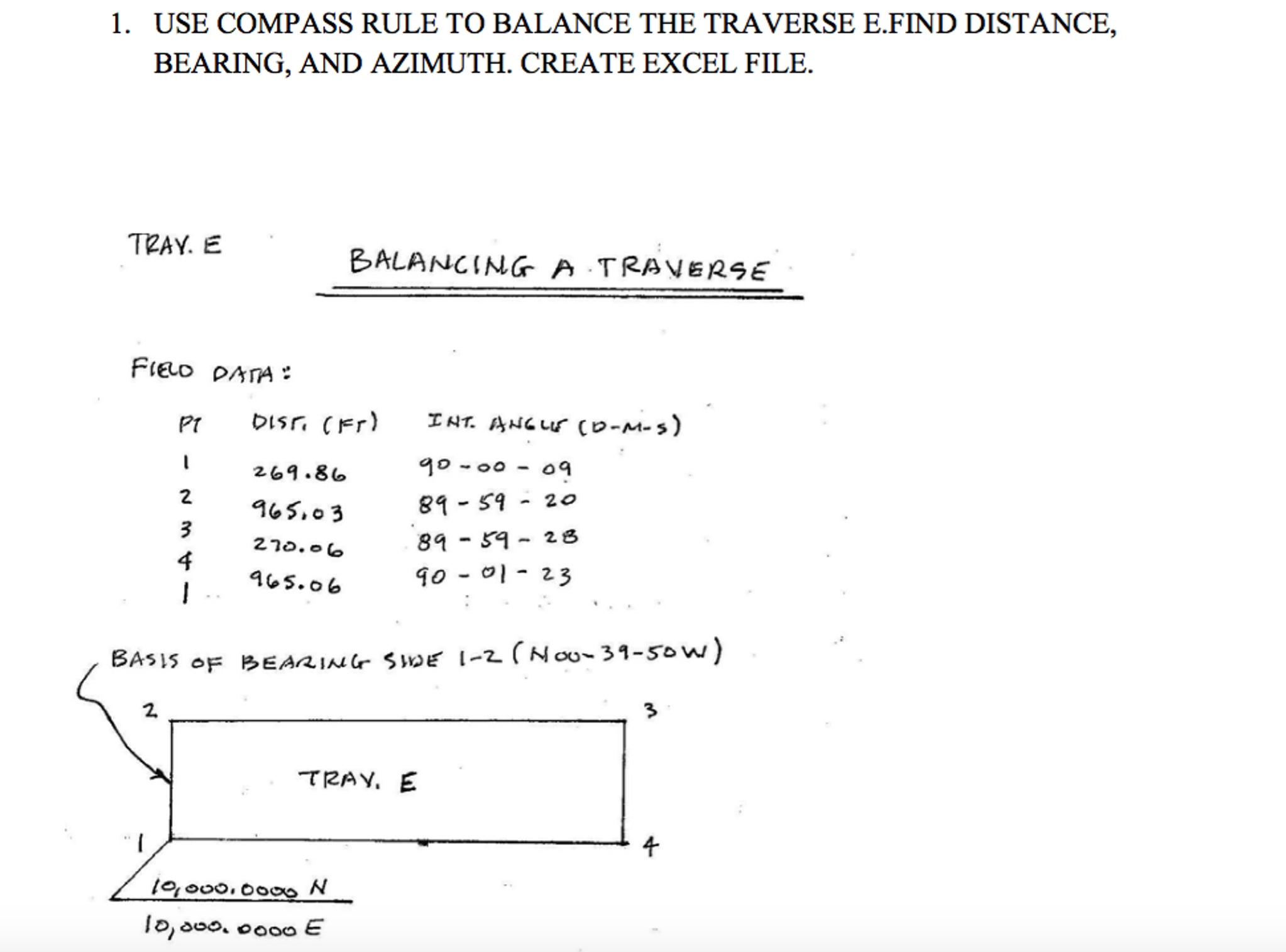 Solved Use compass rule to balance the traverse e.find | Chegg.com