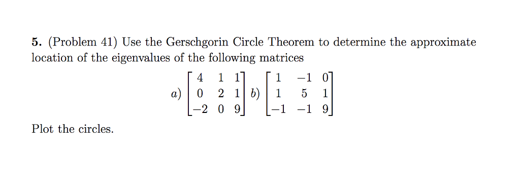 Solved 5. (Problem 41) Use the Gerschgorin Circle Theorem to | Chegg.com