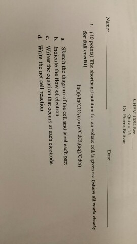 Solved The shorthand notation for an voltaic cell is given | Chegg.com