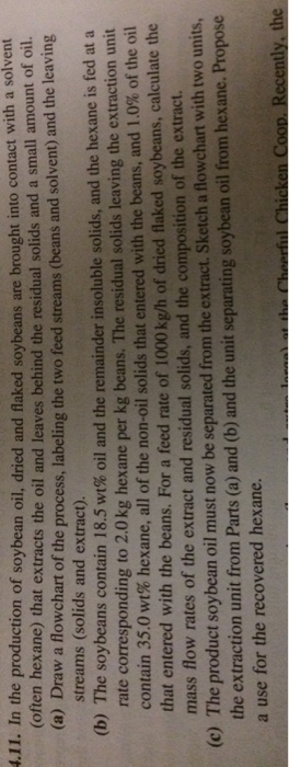 Solved In the production of soybean oil, dried and flaked | Chegg.com