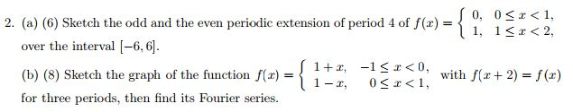 Solved (a) Sketch the odd and the even periodic extension of | Chegg.com
