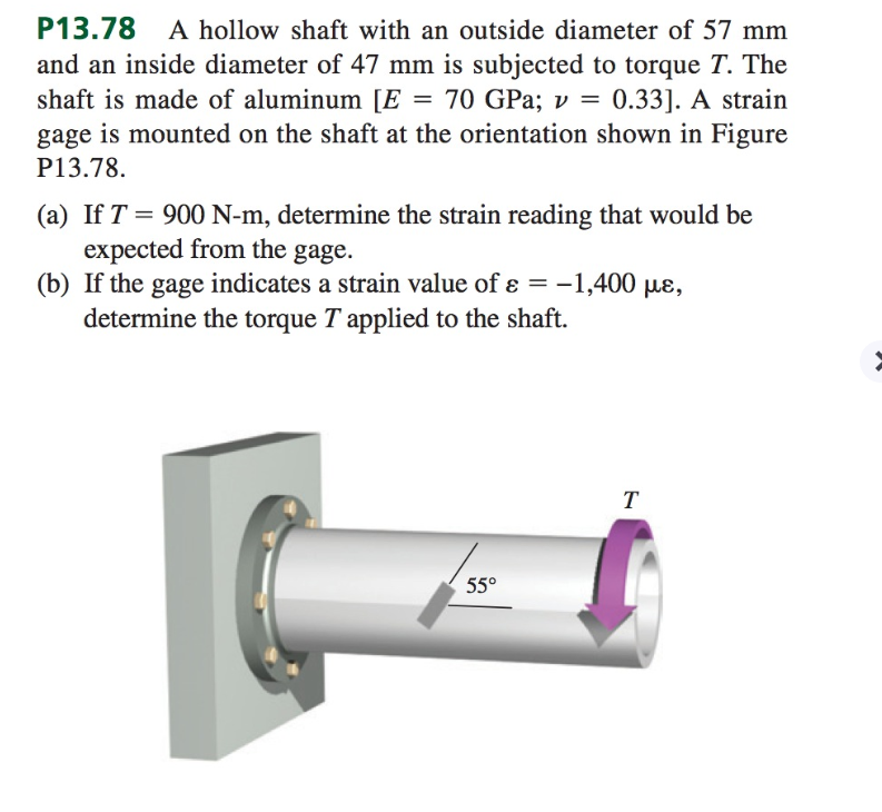 Solved A hollow shaft with an outside diameter of 57 mm and | Chegg.com