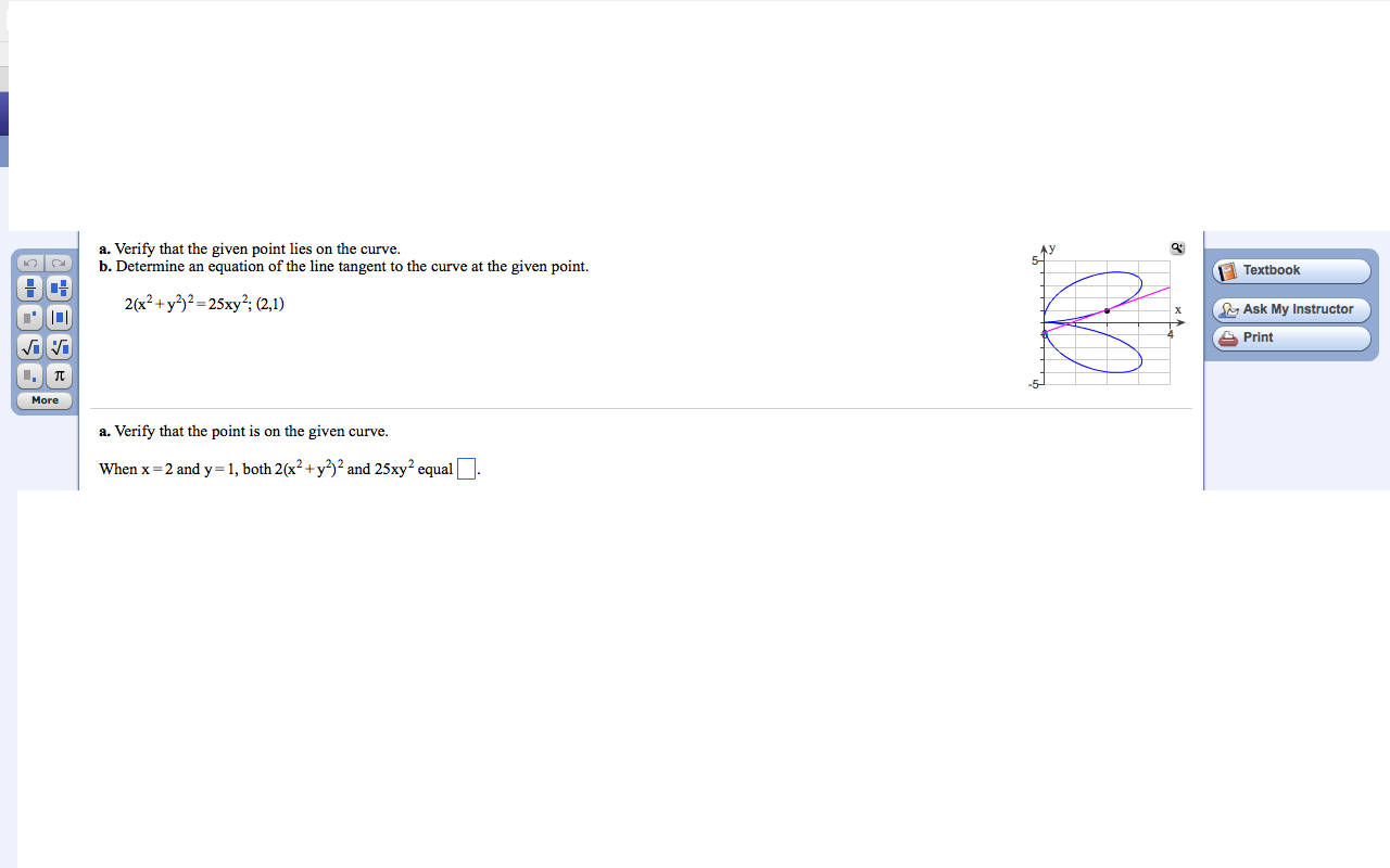 Solved a. Verify that the given point lies on the curve. b. | Chegg.com