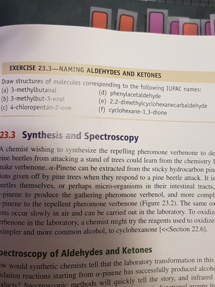 Solved EXERCISE 23.3-NAMING ALDEHYDES AND KETONES Draw | Chegg.com
