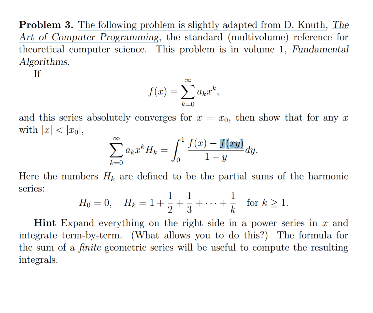 The following problem is slightly adapted from D. | Chegg.com
