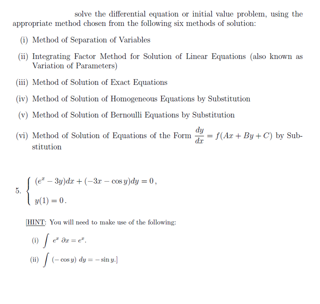 Solved Solve the differential equation or initial value | Chegg.com