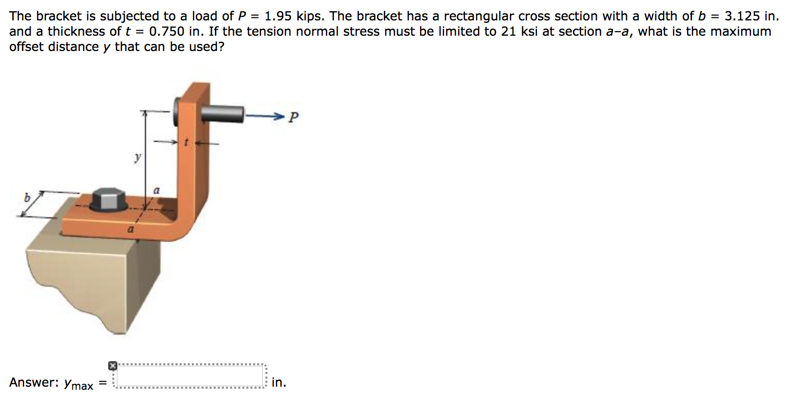 Solved The bracket is subjected to a load of P = 1.95 kips. | Chegg.com Solved The bracket is subjected to a load of P = 1.95 kips. | Chegg.com