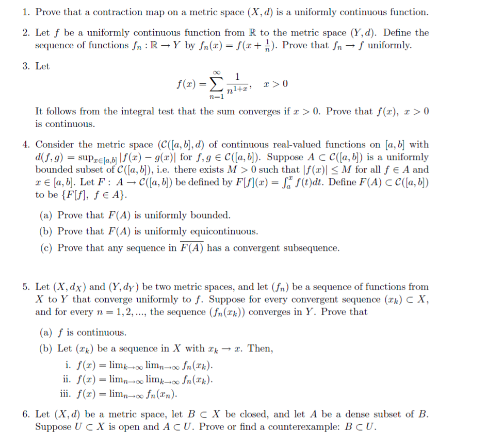 Solved Prove that a contraction map on a metric space (X, d) | Chegg.com