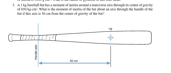 Solved A 1 kg baseball bat has a moment of inertia around a | Chegg.com