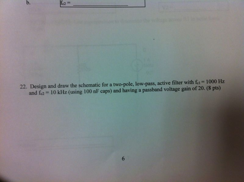 Solved Design and draw schematic for a two-pole,low-pass, | Chegg.com