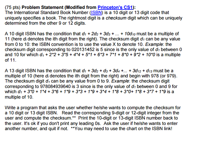 Solved (75 pts) Problem Statement (Modified from Princeton's | Chegg.com