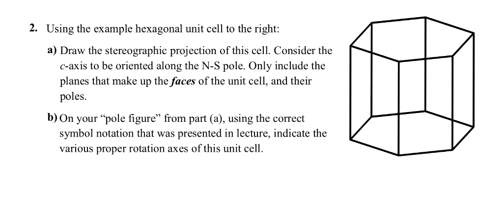 Solved 2. Using the example hexagonal unit cell to the | Chegg.com