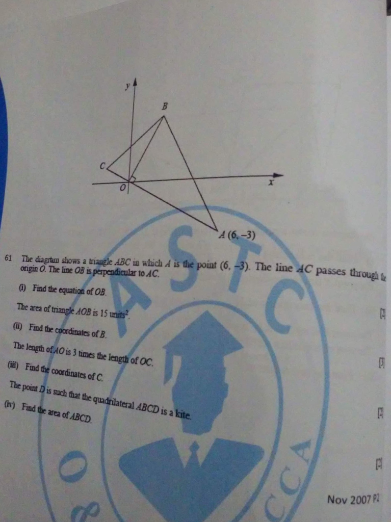 Solved A (6.-3) ne dag tun shows a triangle ABC m which d is | Chegg.com