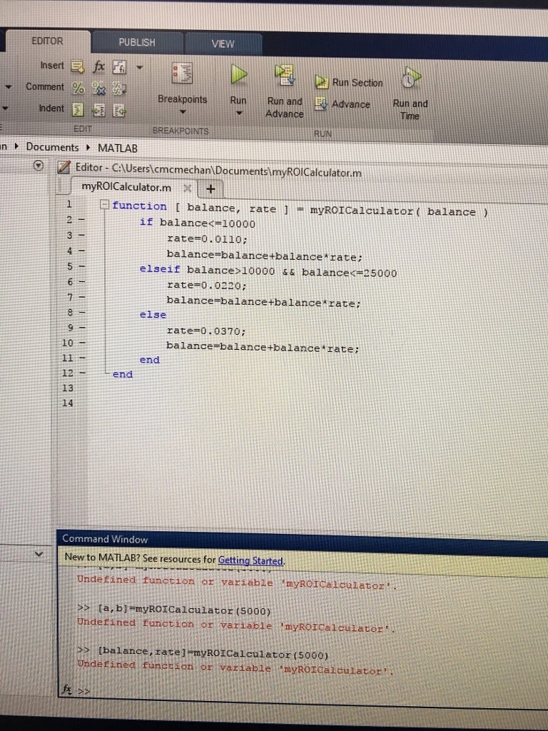 Solved MATLAB Code IN MATLAB, Write a function with the | Chegg.com